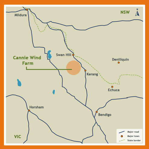 Project location of the Cannie Wind Farm